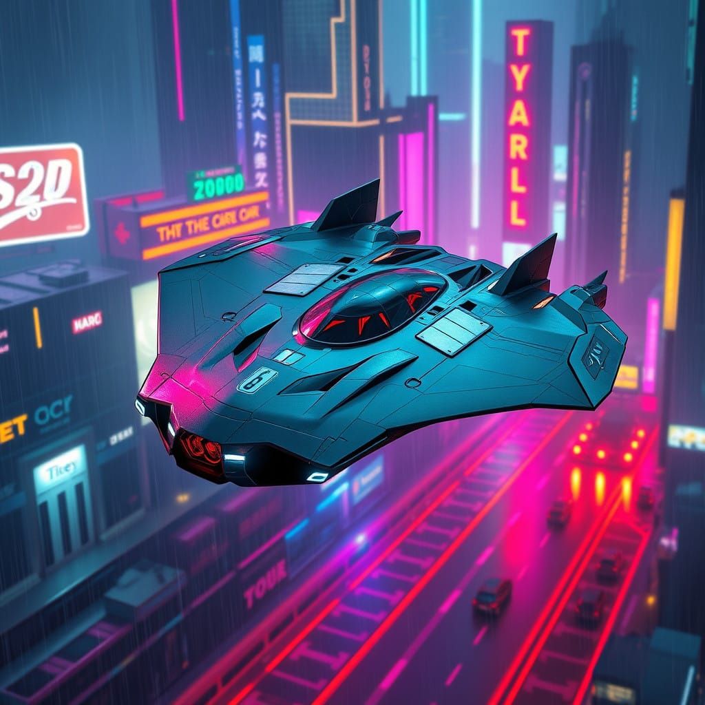 A futuristic, winged spaceship-vehicle with a hybrid design inspired by ...