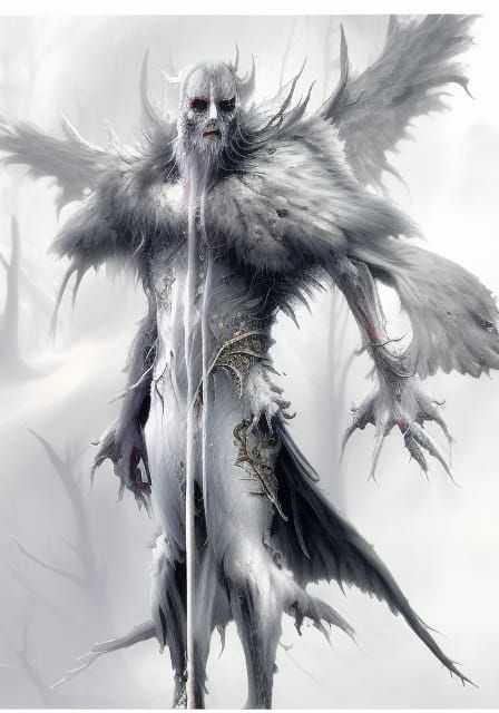 An alpha fenrir wolf. Pitch black fur with 6 silver lines of furl, 3 ...