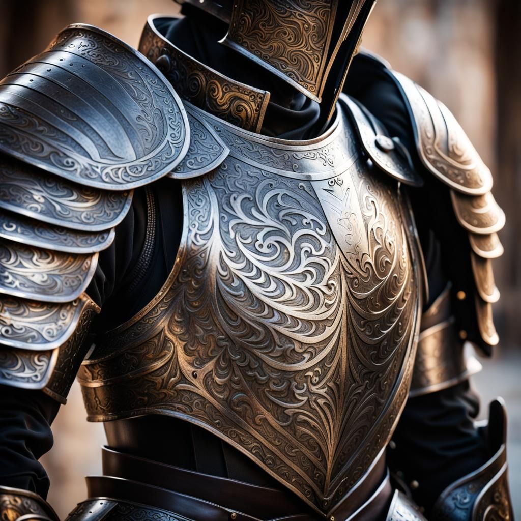 Damascus Steel Fantasy Armor #2 - AI Generated Artwork - NightCafe Creator