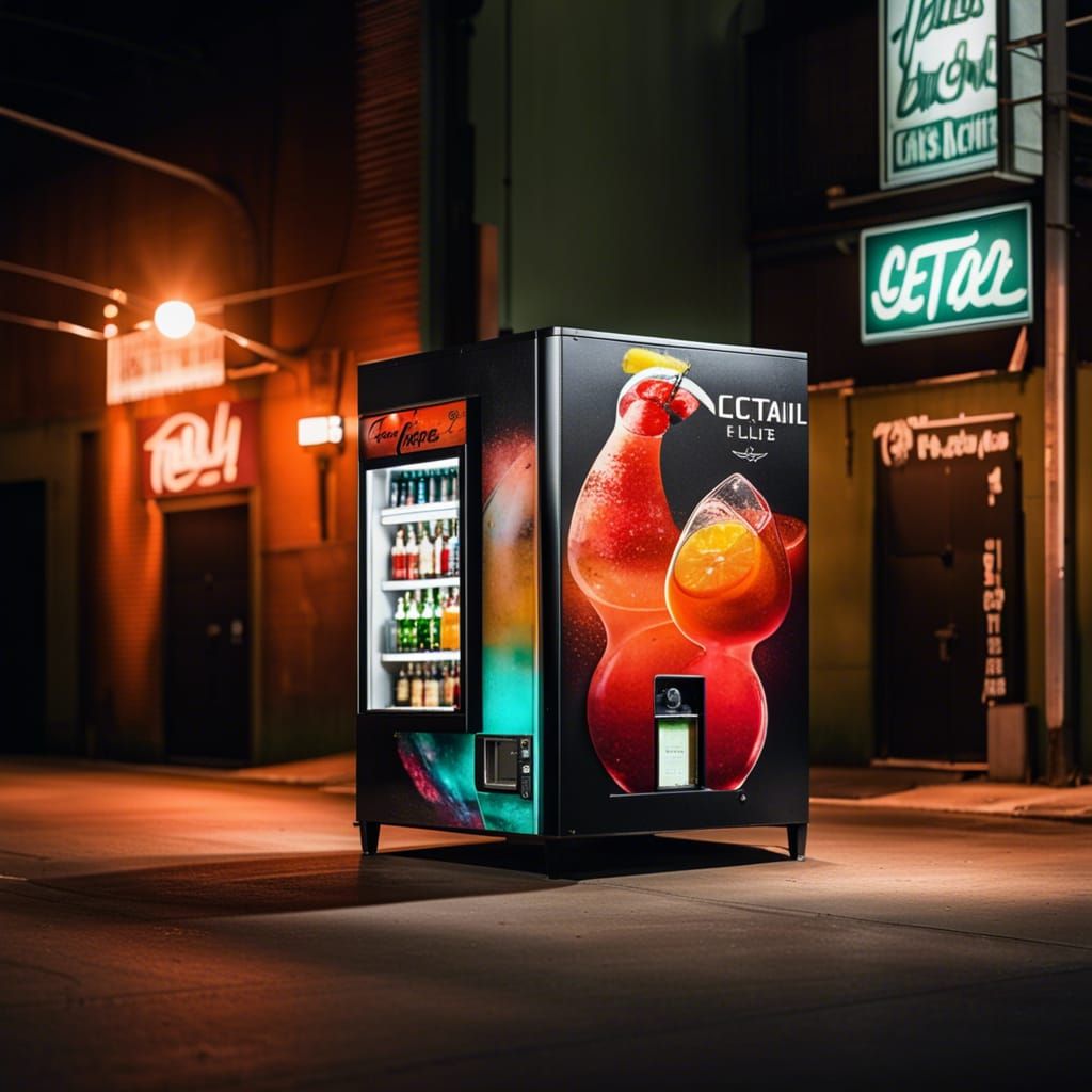 In an alley, full sized, Cocktail vending machine - AI Generated ...