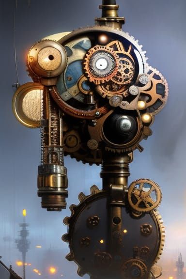Insanely detailed photograph of Steampunk mechanical gears one eye ...