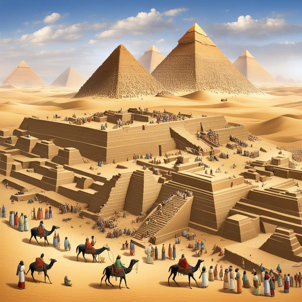The Egyptians building the Pyramids in far back BC - AI Generated ...