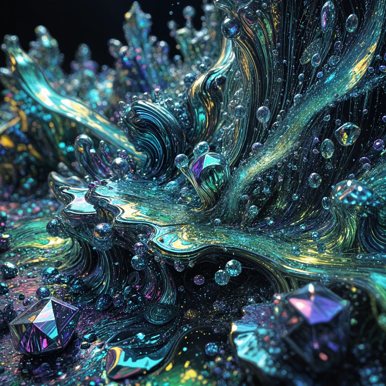 Vibrant Bismuth Ocean in Abstract Art - AI Art
