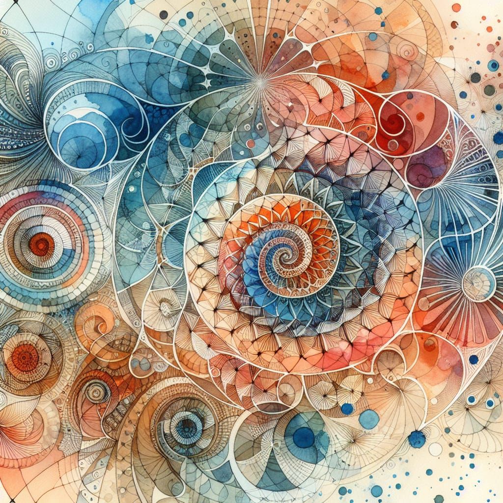 watercolor, spirograph, complementary colors - AI Generated Artwork ...