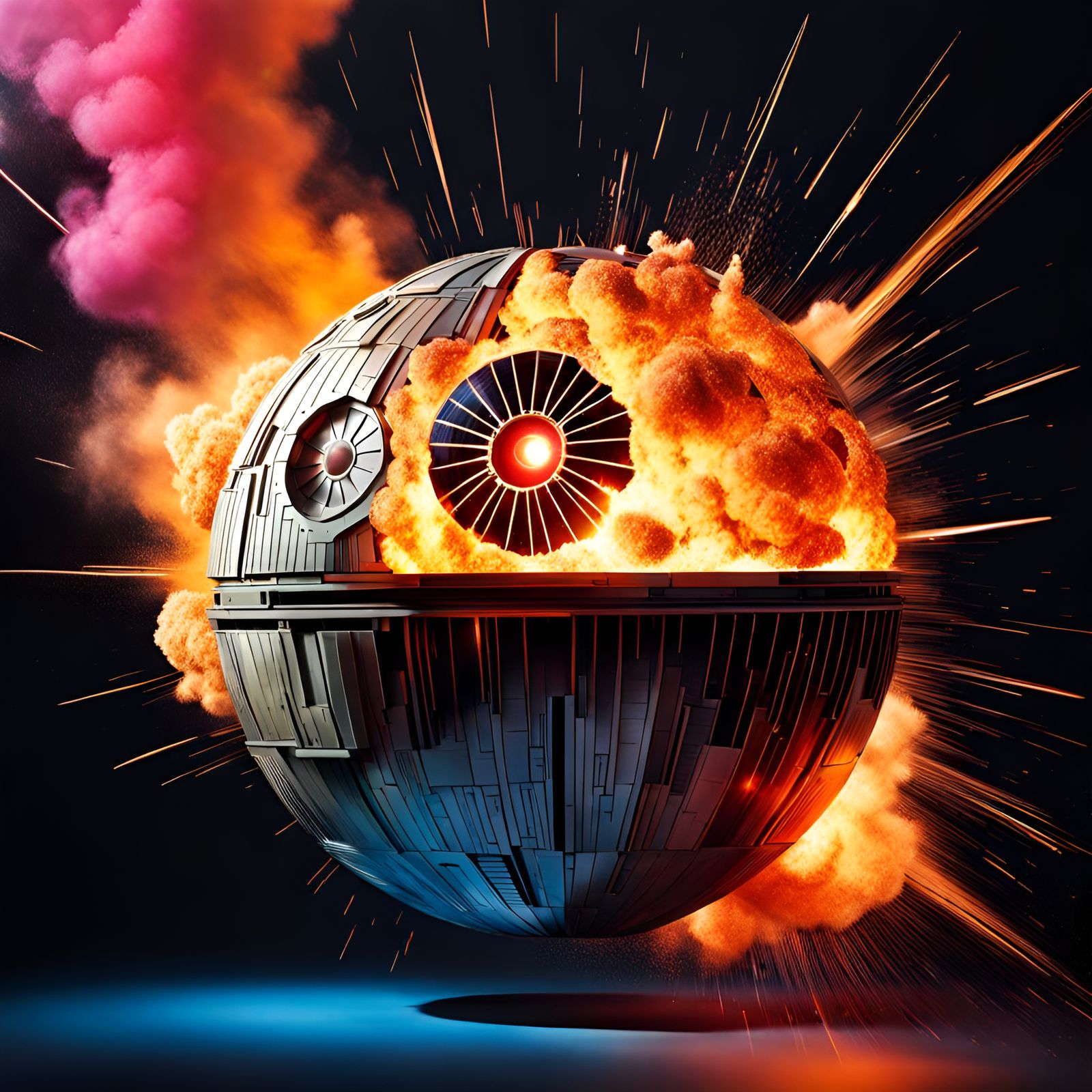 Exploding Death Star 1 ~ - AI Generated Artwork - NightCafe Creator
