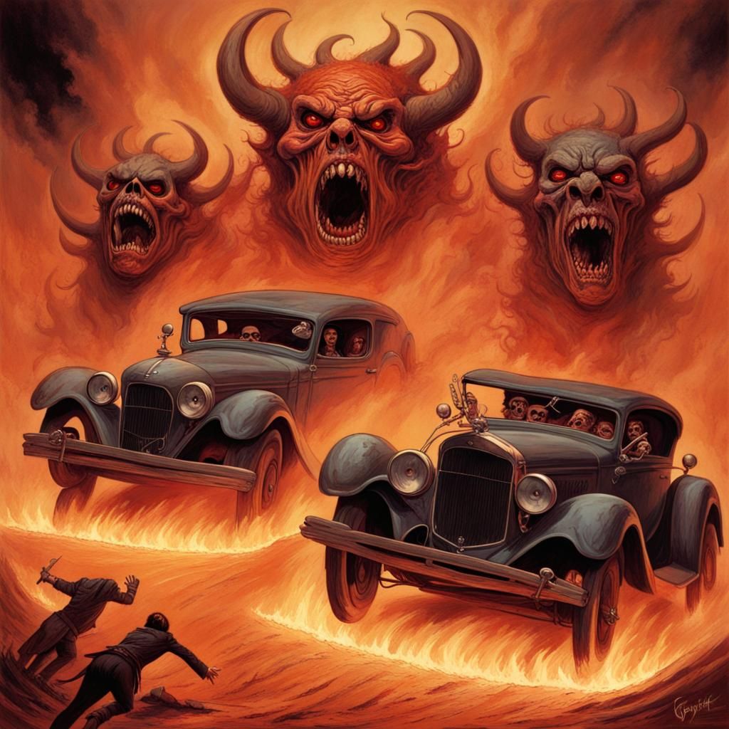 Drag race in Hell - AI Generated Artwork - NightCafe Creator