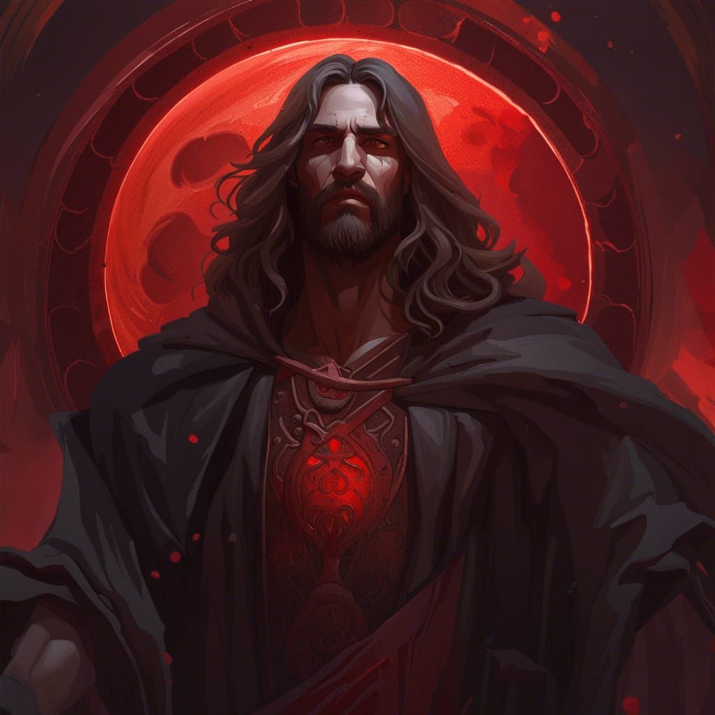 Soul Reaper Jesus Christ wearing black robes during a blood moon - AI ...