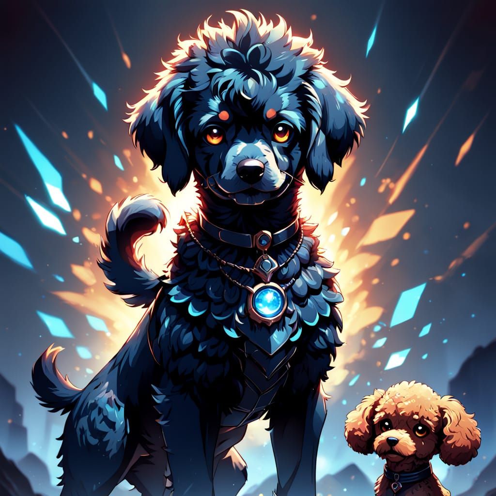 Handsome Anime Monarch and Loyal Toy Poodle - AI Art