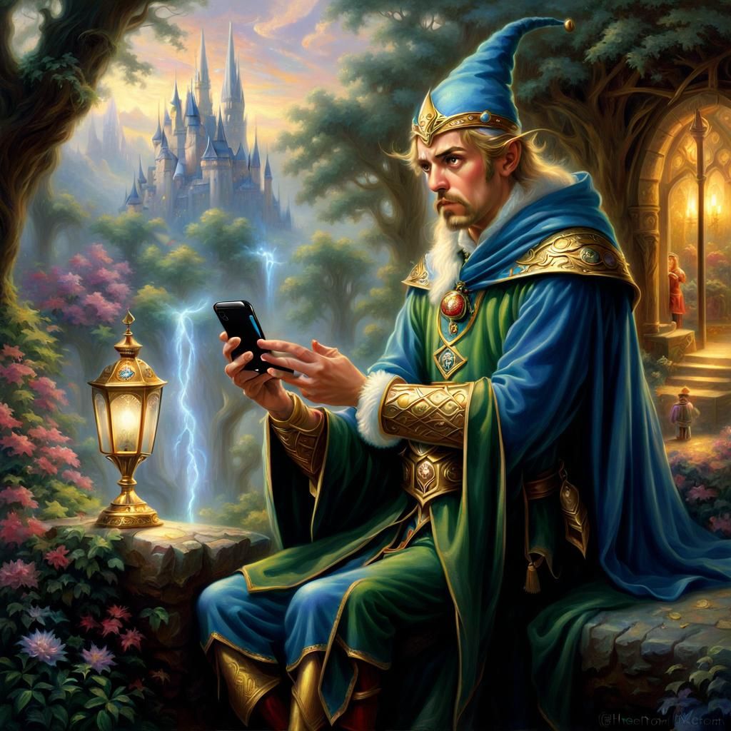 A High Elf looks confused at an iPhone - AI Generated Artwork ...