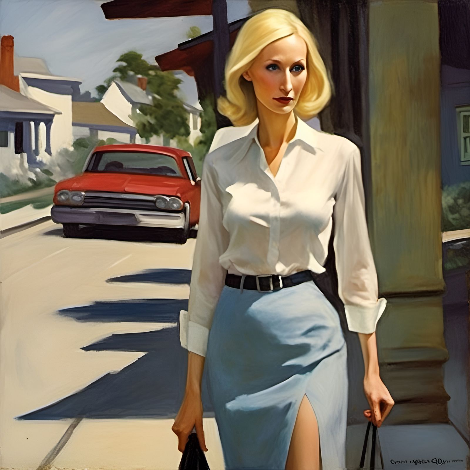 painting by Edward Hopper, beautiful face combines the features of ...