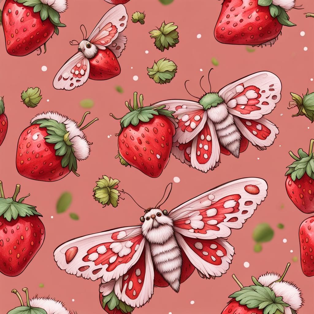Cute fuzzy strawberry moth Cute Detailed wings - AI Generated Artwork - NightCafe Creator