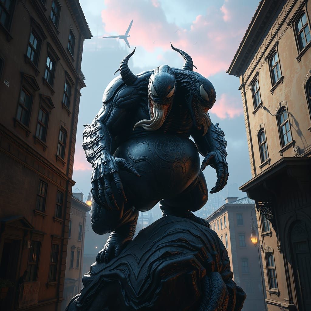 Venom's Dark Fantasy Ascension in Cyberpunk Splend... - AI Art