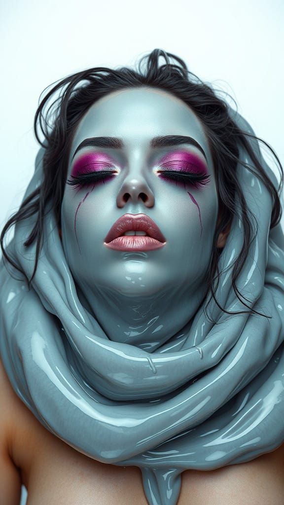 Seductive Slime in 80s Glamour Makeup - AI Art