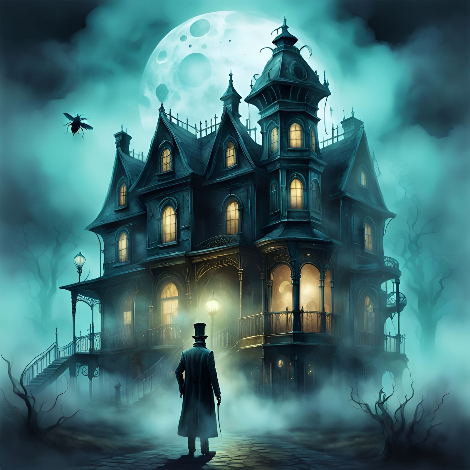 Mysterious Haunted House - AI Generated Artwork - NightCafe Creator