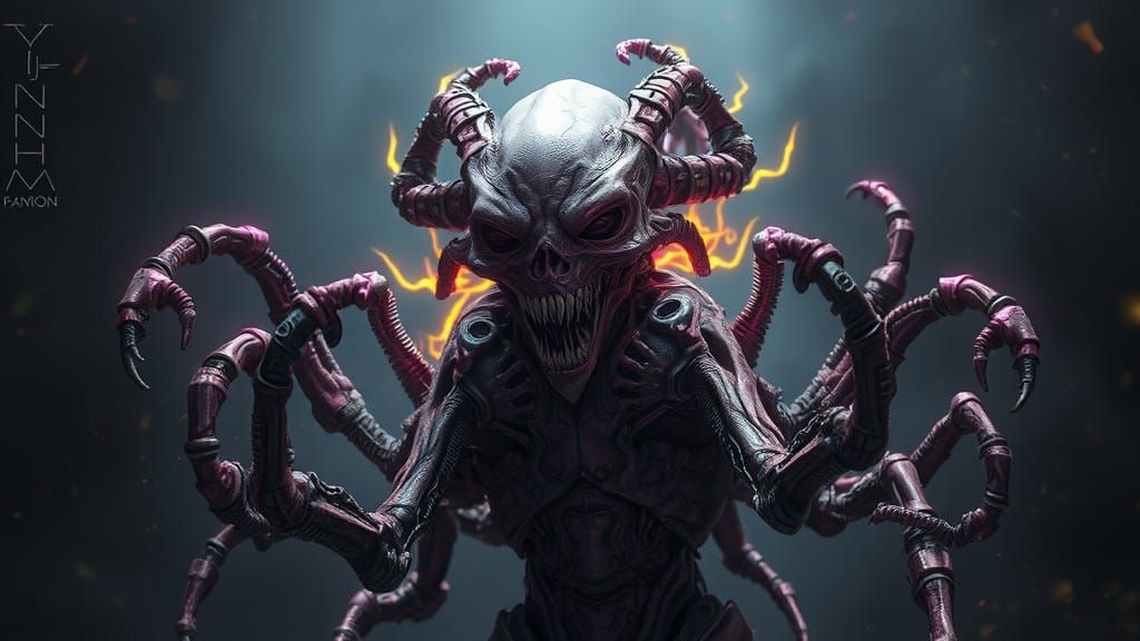 A grotesque, organic mass of flesh clay, morphing into a biomechanical ...