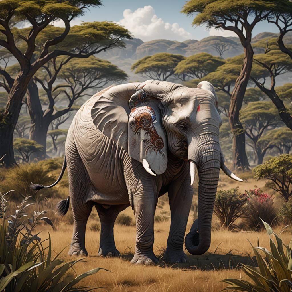 wild young white elephant standing in the wild - AI Generated Artwork ...