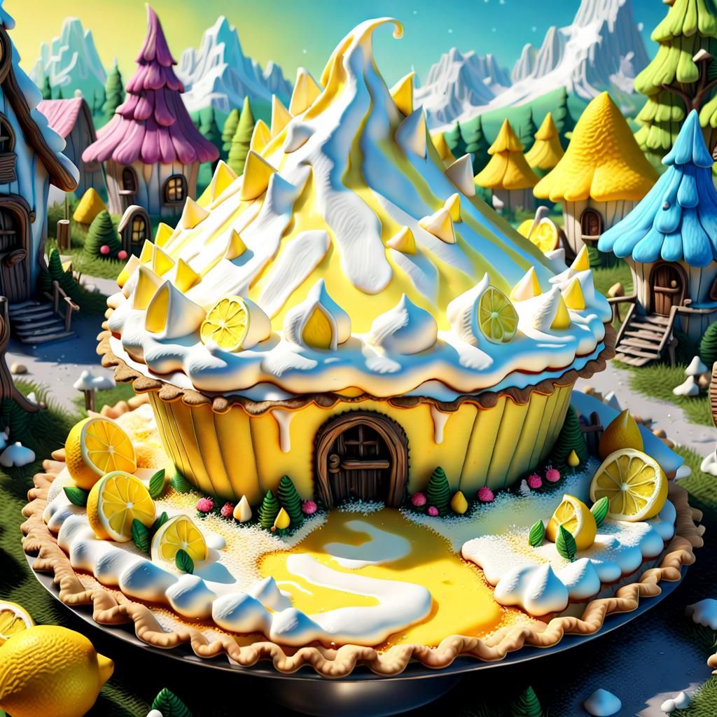Lemon meringue house - AI Generated Artwork - NightCafe Creator