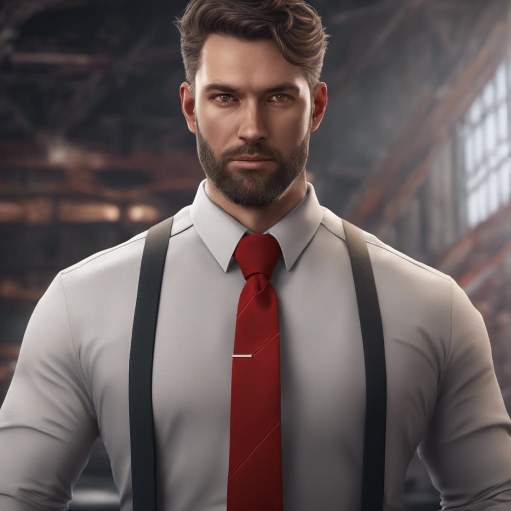 Male company employee with red tie : r/nightcafe