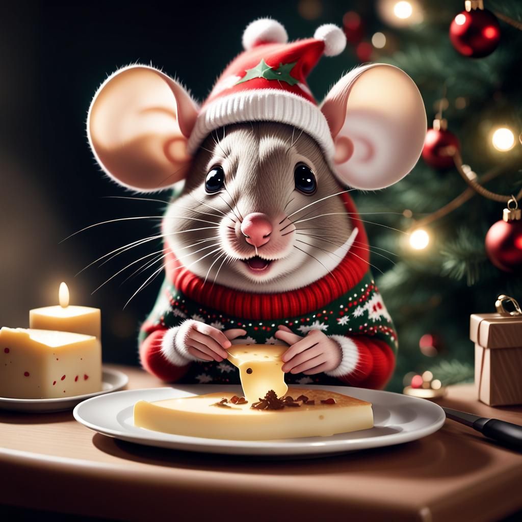 Mouse and Christmas Raclette. - AI Generated Artwork - NightCafe Creator