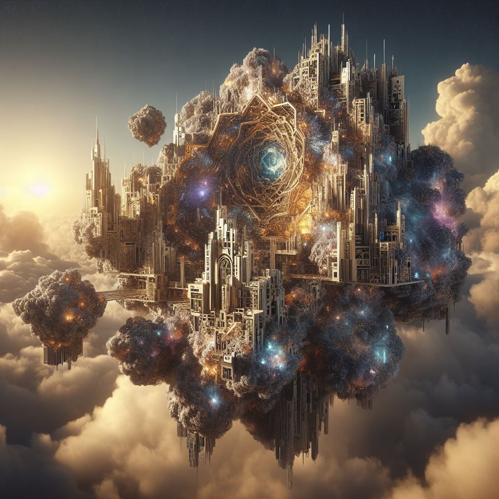 Floating Pyrite Geode City - AI Generated Artwork - NightCafe Creator