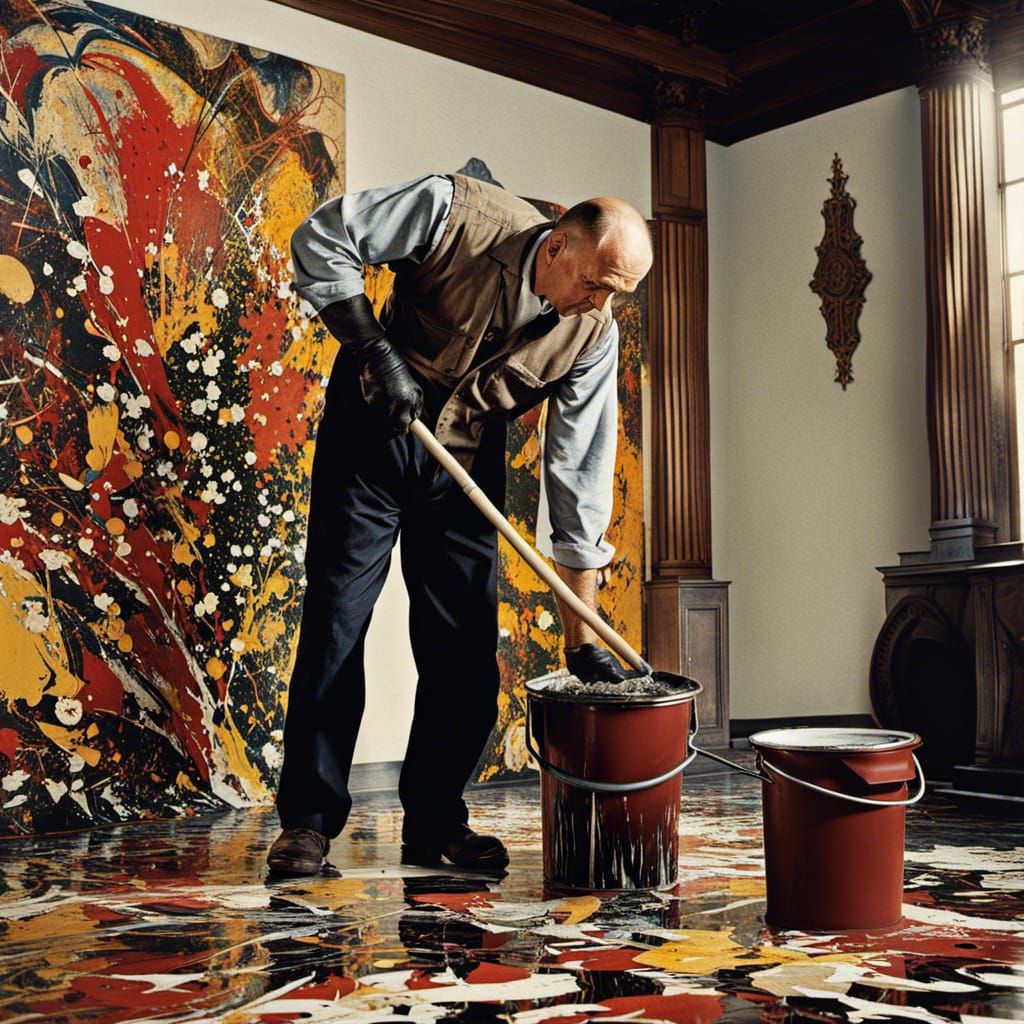 Jackson Pollock as a Custodian - AI Generated Artwork - NightCafe Creator
