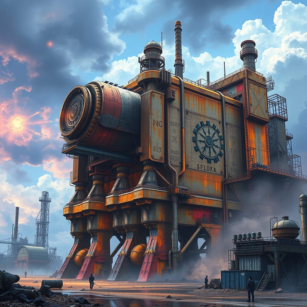 Gargantuan Post-Apocalyptic Spaceship Rises from I... - AI Art