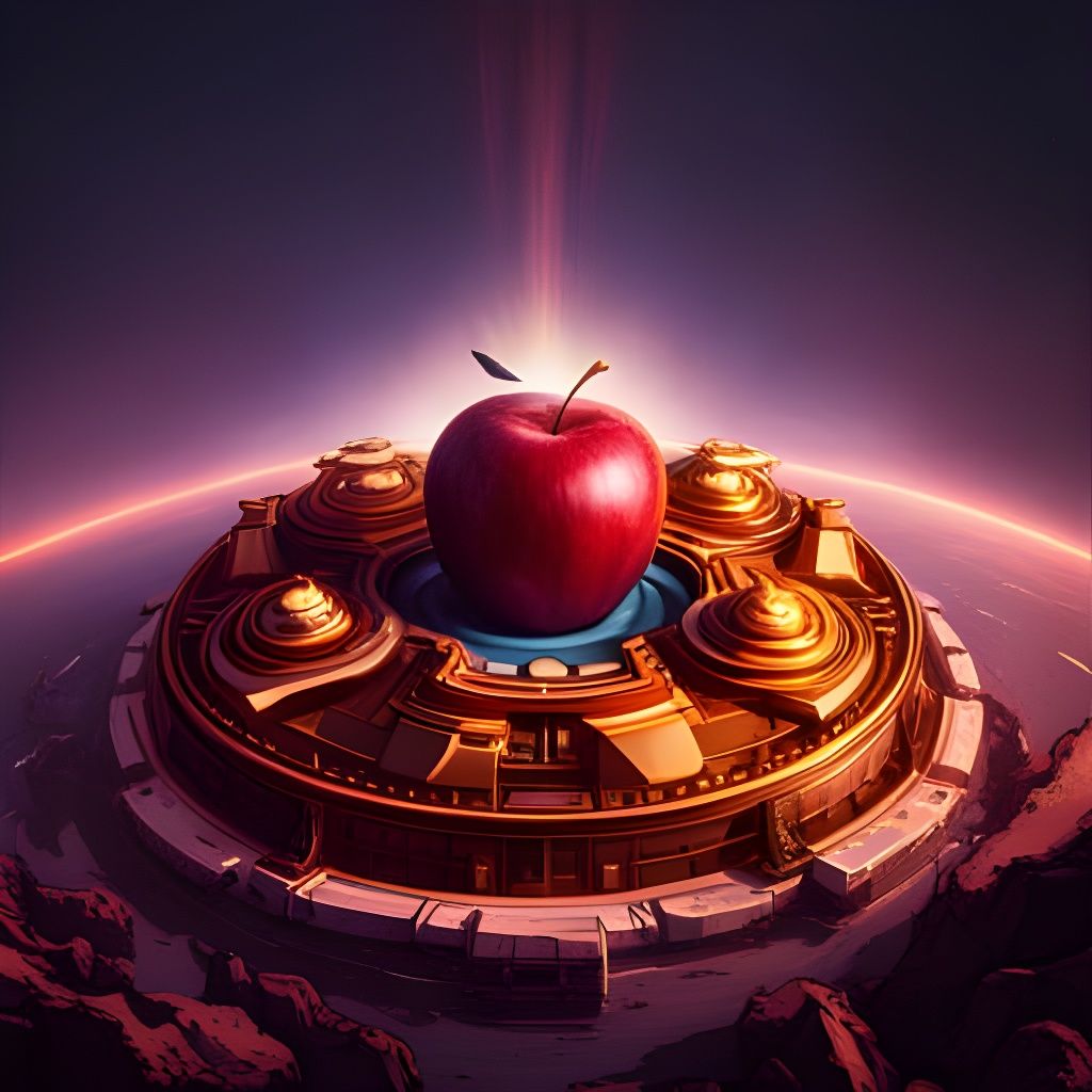 Big red juicy apple powering the world with natures energy, apple god ...