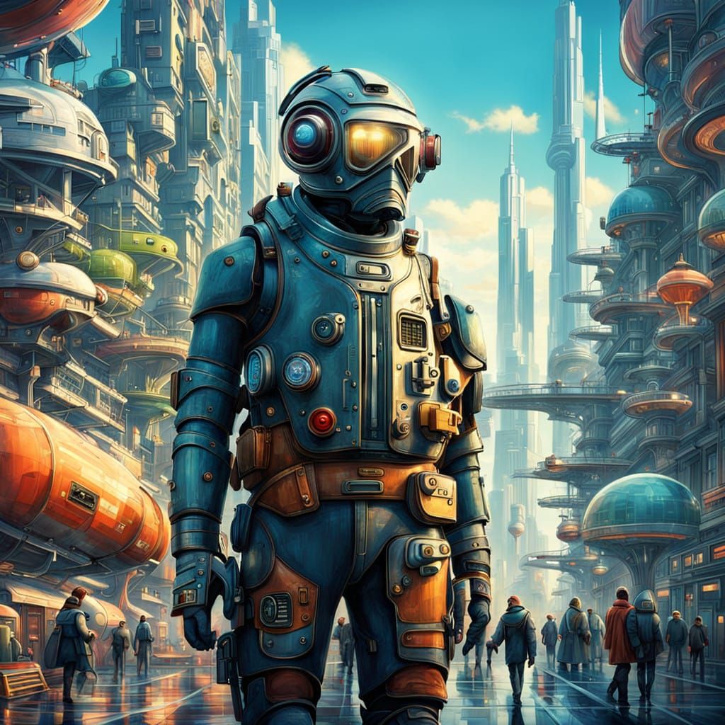 Retro Futuristic Cityscape Imagining a Utopian Tom... - AI Art