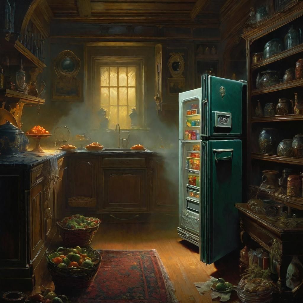 The Haunted Refrigerator 👻🍕👀💀🐛🧟‍♂️🦷🍽🍨, awe and spooky sinister by Greg ...