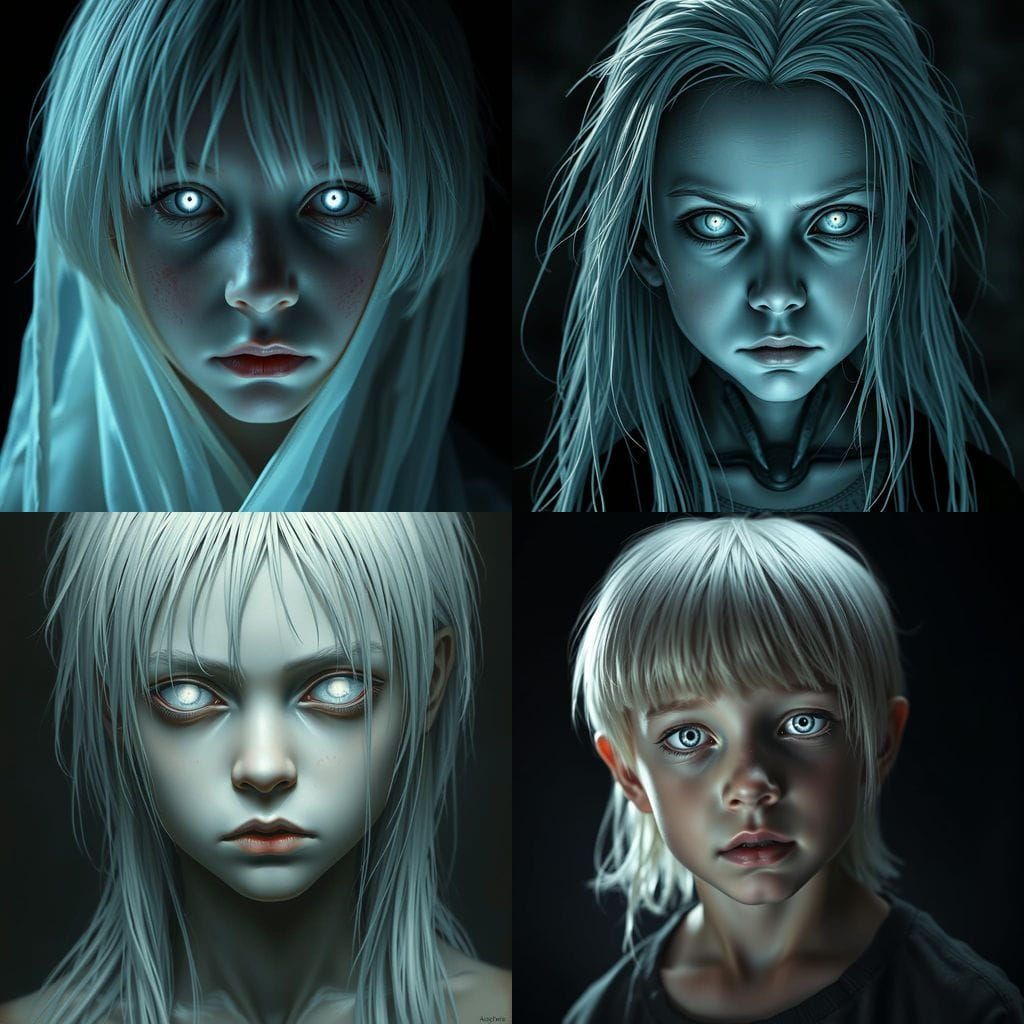 Ethereal Horrorcore Portrait of Pale Boy with Glow... - AI Art