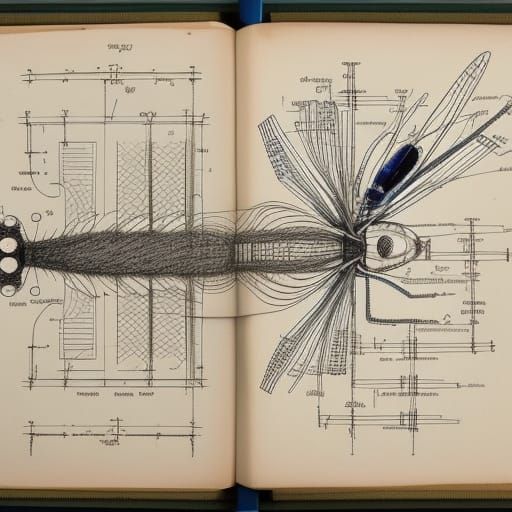 mechanical camera fly blueprints - AI Generated Artwork - NightCafe Creator