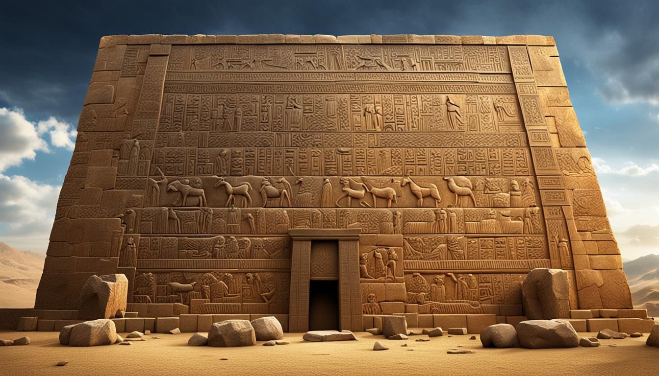 temple wall inscriptions, Mesopotamia, - AI Generated Artwork - NightCafe Creator