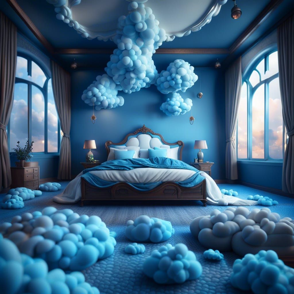 Blue Dreams Room - AI Generated Artwork - NightCafe Creator