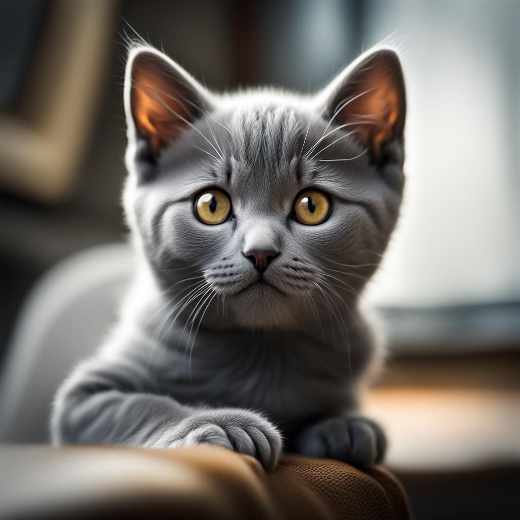 Chartreux kitten super cute - AI Generated Artwork - NightCafe Creator