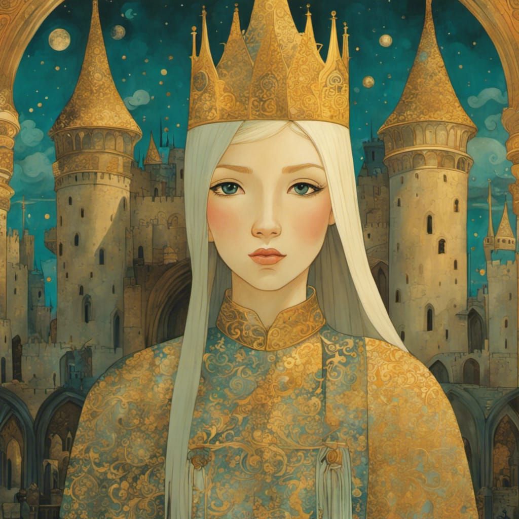 Close up of A beautiful moody princess inside a medieval castle by ...