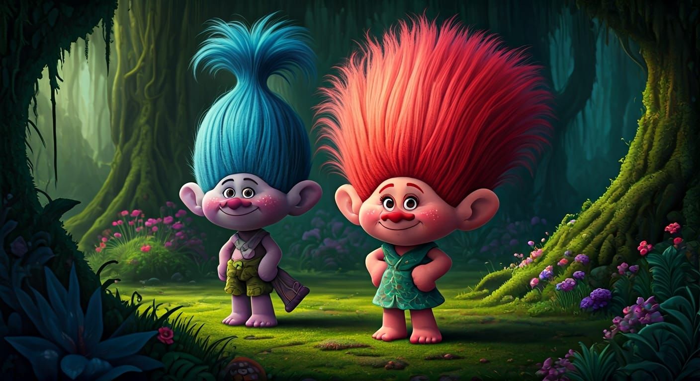 Good Luck Trolls. - Whimsical Trolls in Lush Forest Scene