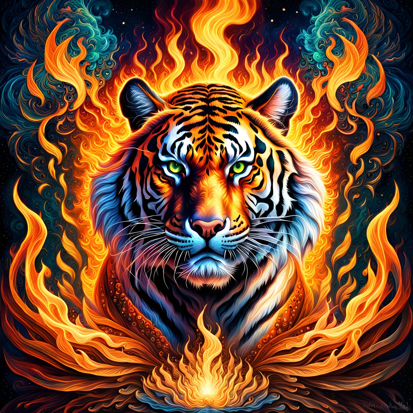 Flaming Fiery Tiger - AI Generated Artwork - NightCafe Creator