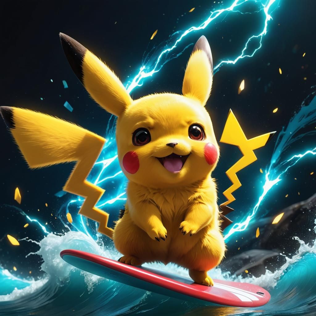 Pikachu surfing - AI Generated Artwork - NightCafe Creator