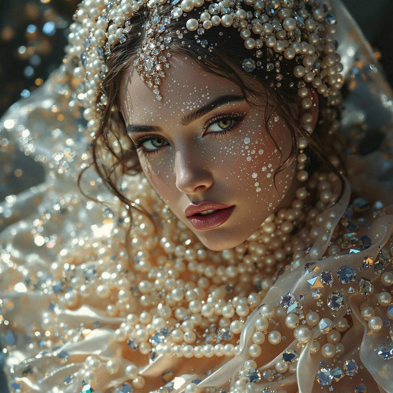 Glowing Goddess in Opulent Silk Robes - AI Art