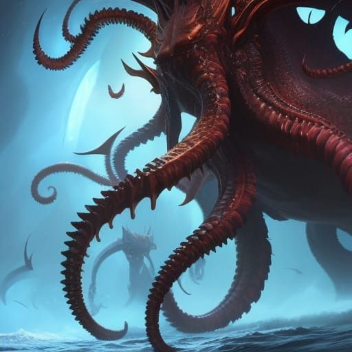 photo of a behemoth cthulhu in the ocean:: Cthulhu:: sea:: behemoth ...