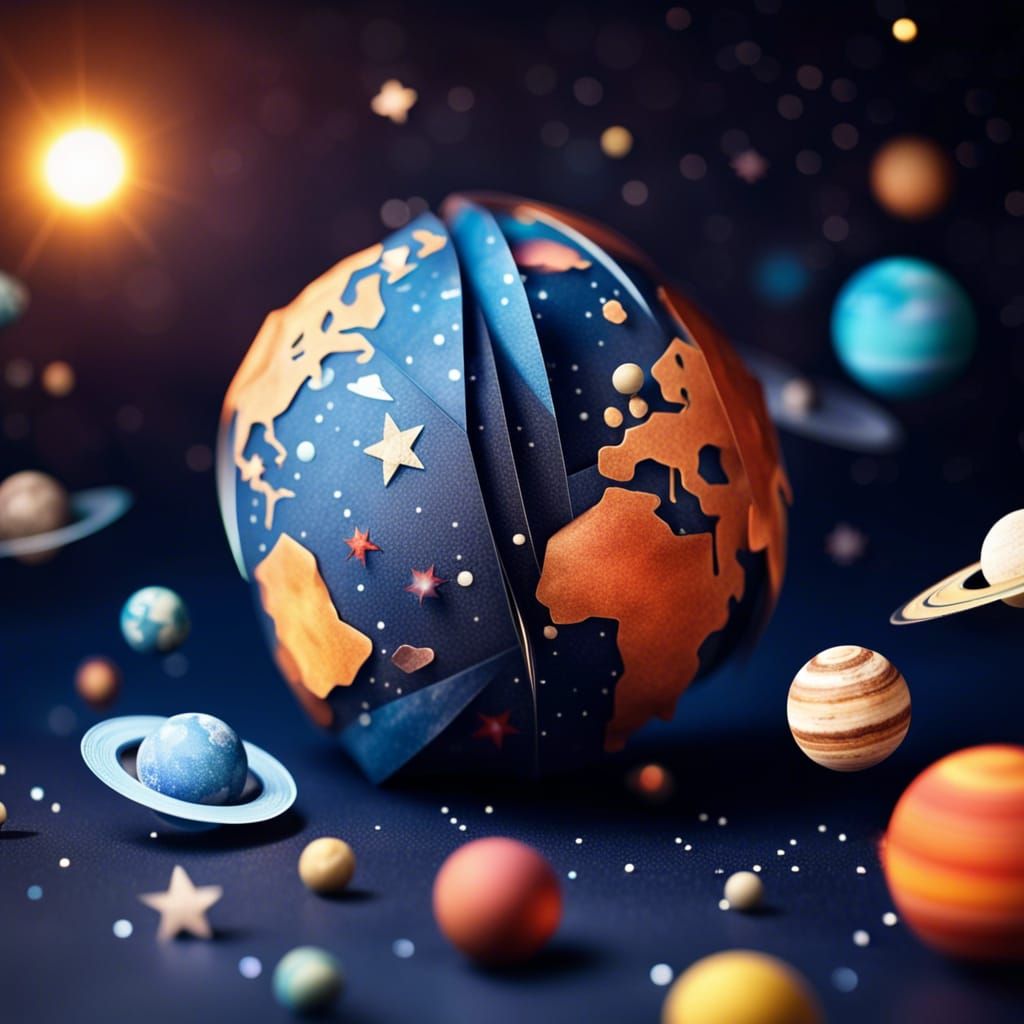 Earth planet with solar system in galaxy , fun stars background ...