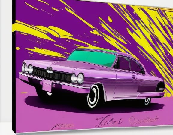 Violet Purple paintclassic lowrider car racing in a carfest splash ...