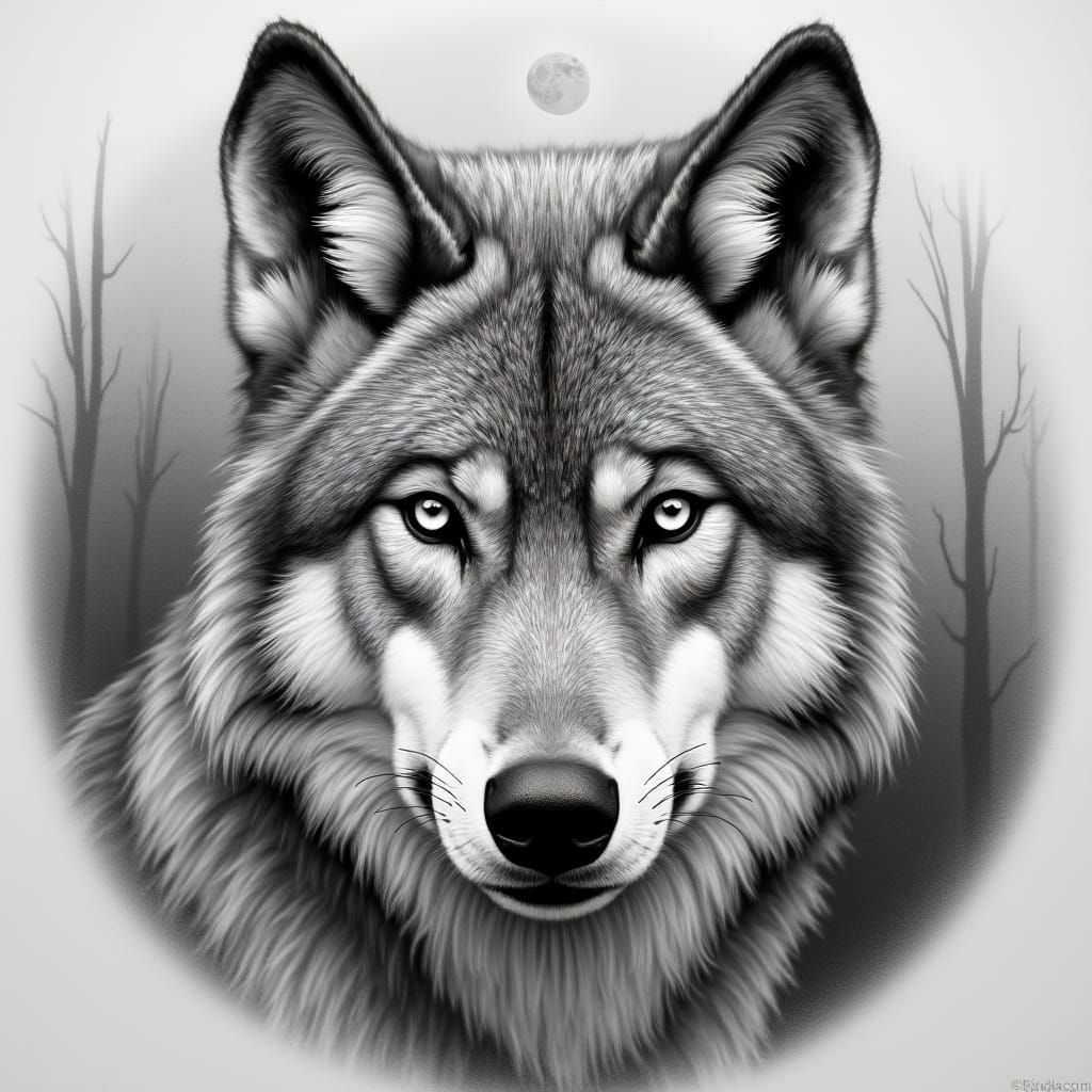 Draw a wolf face using pencil only - Realistic Wolf Face in ...