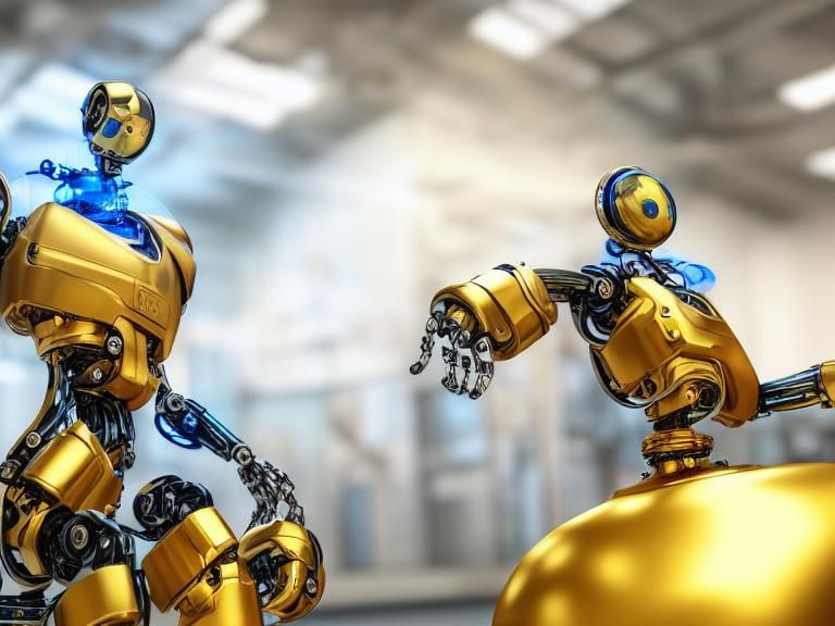 Advanced robot fabrication lab with cyborgs in charge of development ...