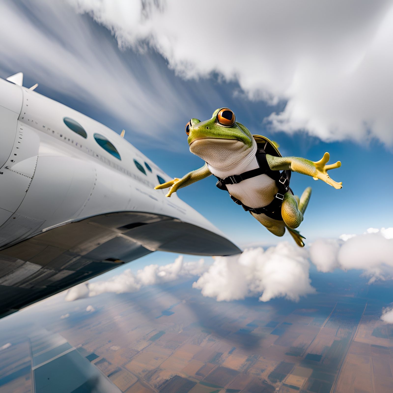 Skydiving Frog 02 - AI Generated Artwork - NightCafe Creator