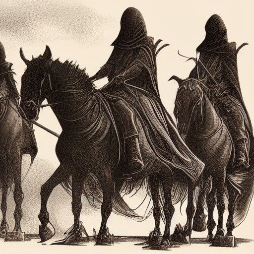 vintage nine black riders - AI Generated Artwork - NightCafe Creator
