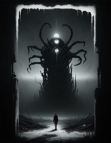 Desolate Figure in Cyberpunk Mire - AI Art