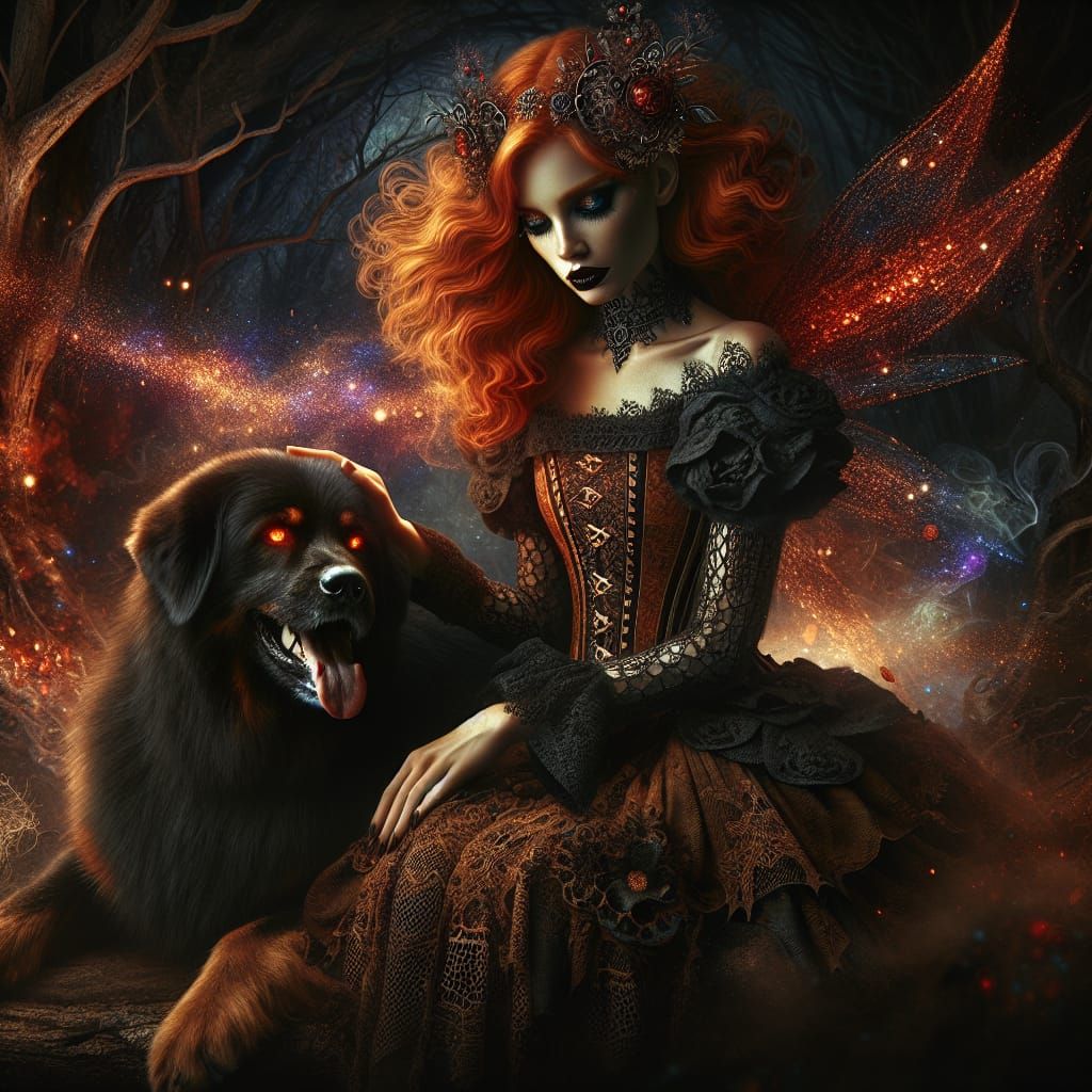 Lady & Her Hellhound - AI Generated Artwork - NightCafe Creator