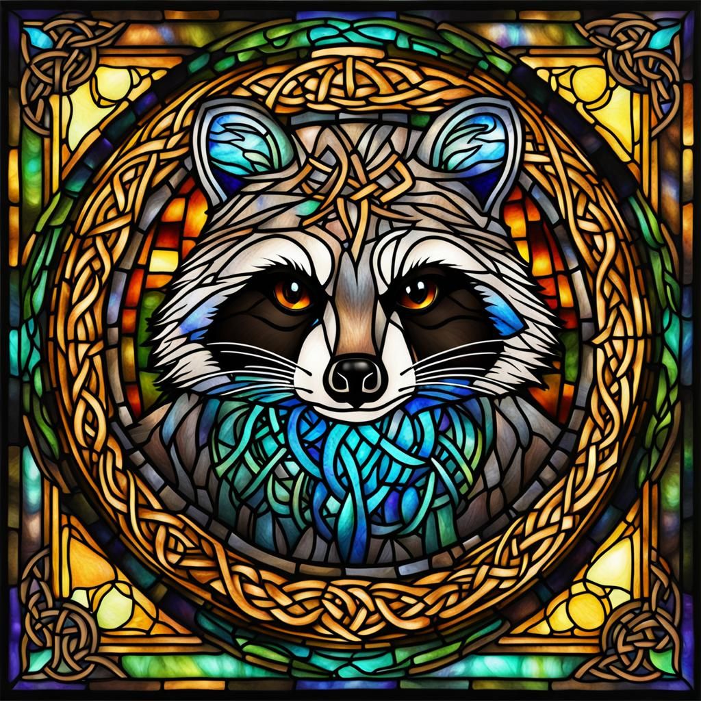 Stained Glass Raccoon - AI Generated Artwork - NightCafe Creator
