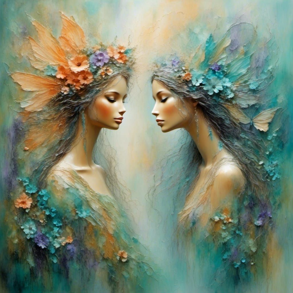 abstract portrait art, intricately detailed, wet brush watercolor ...